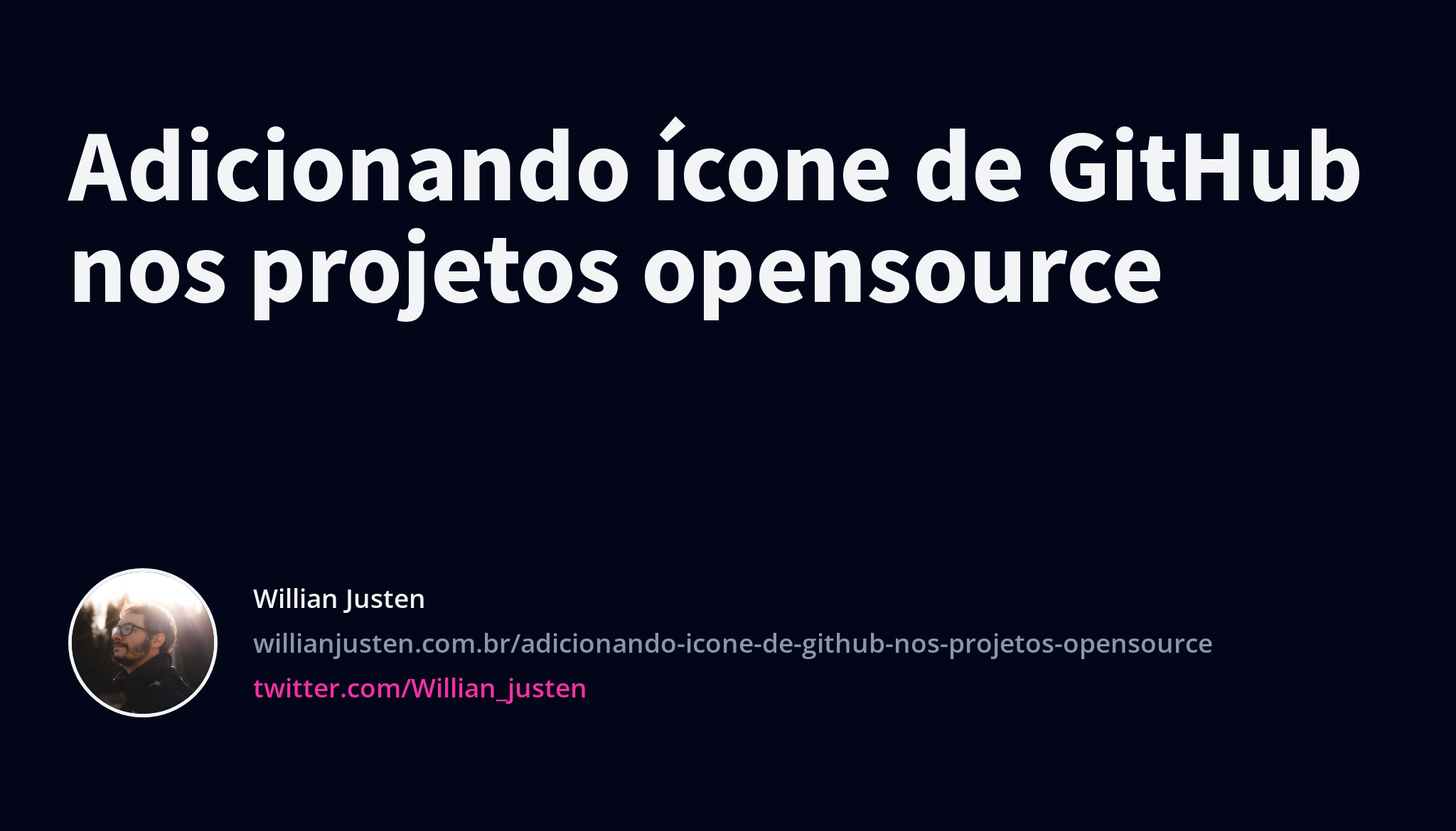 Adicionando ícone de GitHub nos projetos opensource - Willian Justen